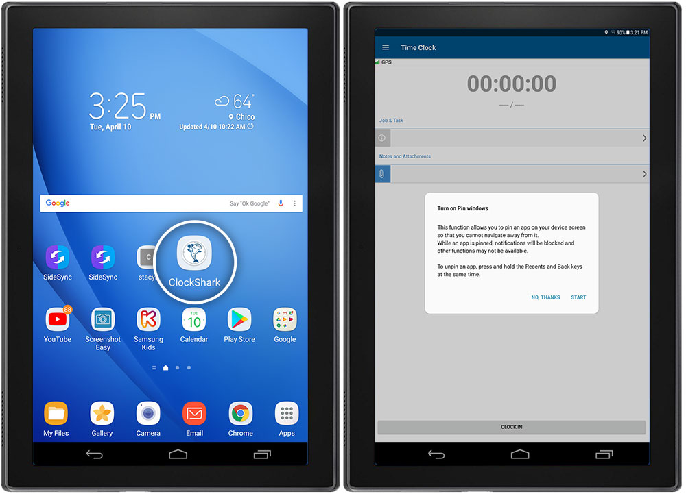 Locking Your Android Tablet or Smartphone to ClockShark's Kiosk Clock